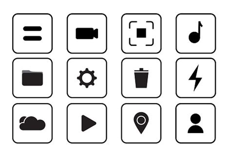 미니멀리스트 앱 아이콘 흑인과 백인 인터페이스 기호 집합입니다 벡터 그래픽 컬렉션 검은색에 대한 스톡 벡터 아트 및 기타 이미지 검은색 그래픽 사용자 인터페이스 놀기