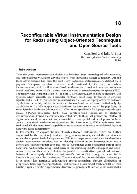 Pdf Reconfigurable Virtual Instrumentation Design For Radar Using Object Oriented Techniques