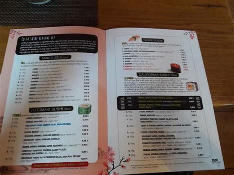 Menu At Moe Sushi And Bar Spišská Nová Ves