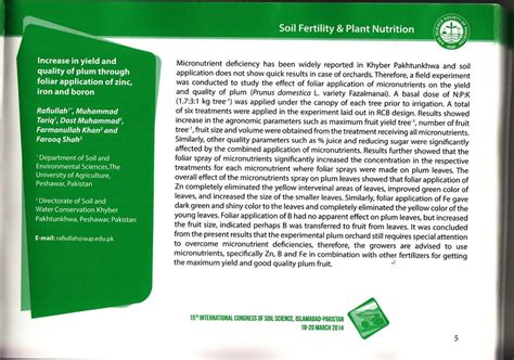 Pdf Increase In Yield And Quality Of Plum Through Foliar Application Of Zinc Iron And Boron