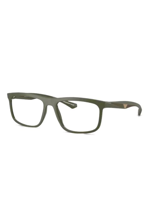 Emporio Armani Square Frame Glasses Green Farfetch Uk