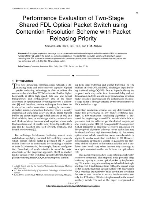 Pdf Performance Evaluation Of Two Stage Shared Fdl Optical Packet Switch Using Contention