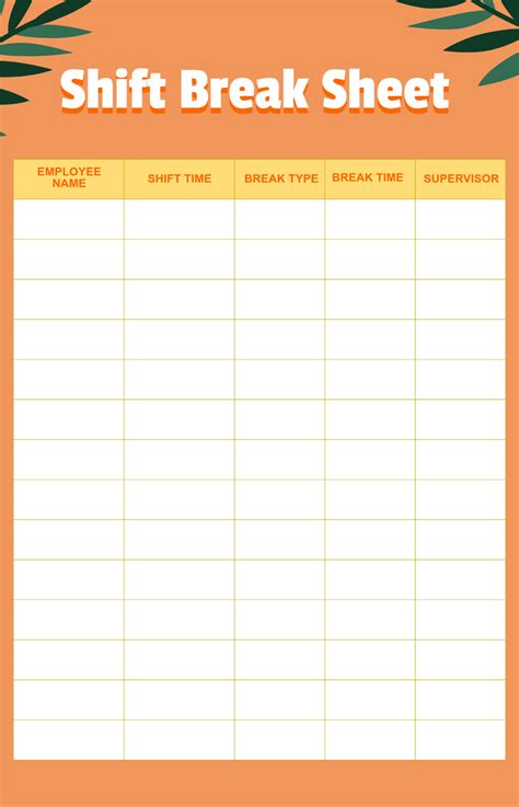 Free Modern Shift Break Template To Edit Online