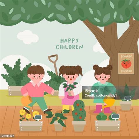 어린이 그림입니다 친구들과의 교육 활동을 위한 그림입니다 나무에 대한 스톡 벡터 아트 및 기타 이미지 나무 교육 귀여운