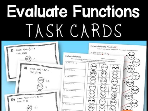 Evaluate Functions Emoji Task Cards Teaching Resources