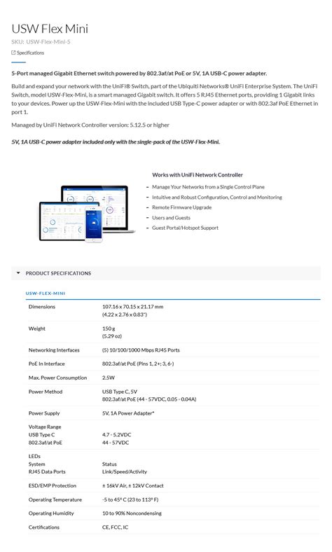 Ubiquiti Networks Usw Flex Mini 5 Port With Poe Gigabit Unifi Switch 5 Pack Usw Flex Mini 5