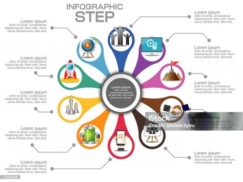 비즈니스 인포 그래픽 템플릿입니다 데이터 시각화 워크플로 레이아웃 옵션의 수 단계 도표 그래프 프레젠테이션 차트 및 웹 디자인에 사용할 수 있습니다 벡터 일러스트입니다