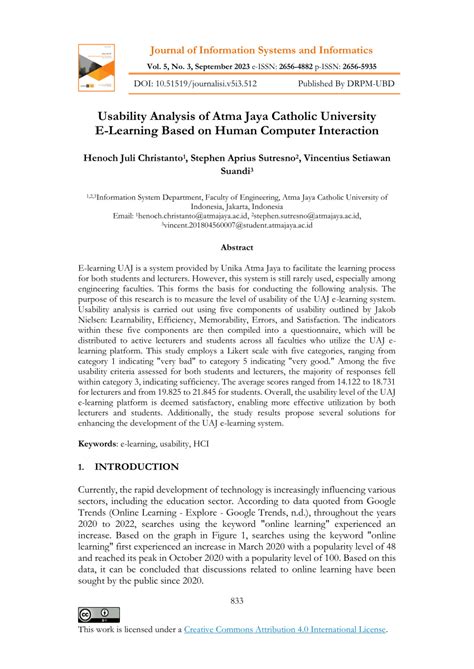 Pdf Usability Analysis Of Atma Jaya Catholic University E Learning