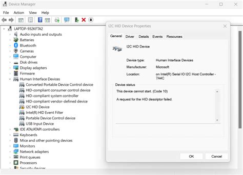 I2c Hid Device Cannot Start Touchpad Not Functioning Rhpvictus