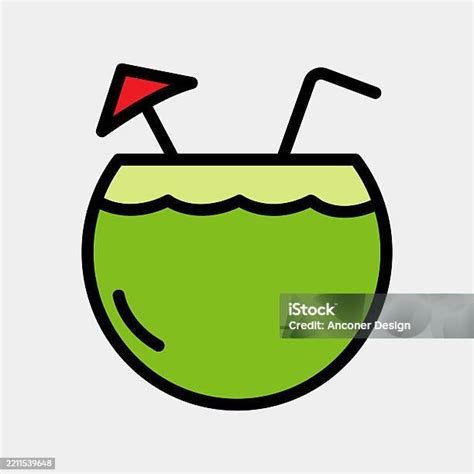 채워진 선 스타일의 코코넛 아이콘 벡터 일러스트 레이 션 0명에 대한 스톡 벡터 아트 및 기타 이미지 0명 건강한 생활방식
