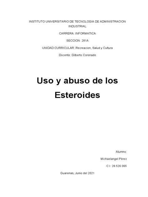 Uso Y Abuso De Esteroides Anabólicos Pdf Testosterona Esteroide