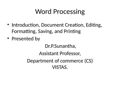 Wordprocessingbasics Computing Ntpptx