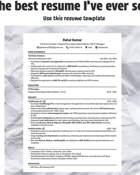 Jobshalaa Jobs Notes Free Resources This Above Resumes Templates Has An Ats Score Of More