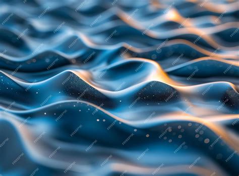 Premium Photo Blue And Gold 3d Rendering Of A Wavy Surface
