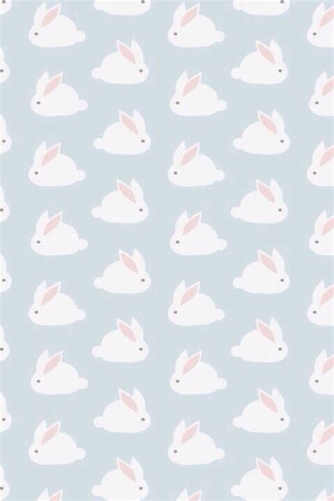 Bunny Wallpaper Blue Background With White Rabbits And Pink Ears