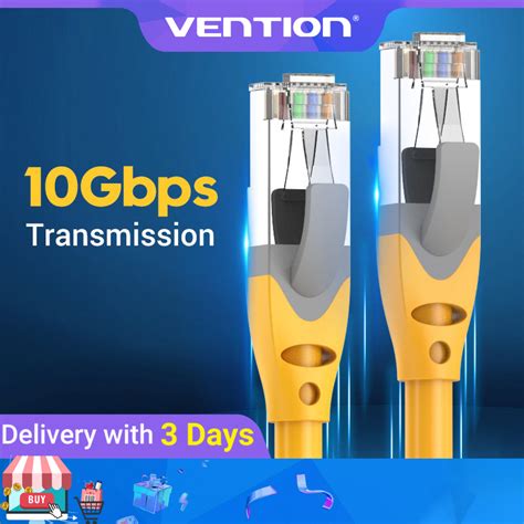 Vention Cat6a Ethernet Cable Doubled Shielded Lan Cable High Speed 10gbps Network Patch Cord For