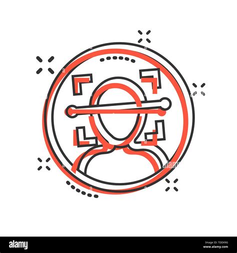Face Scan Icon In Comic Style Facial Id Vector Cartoon Illustration On White Isolated