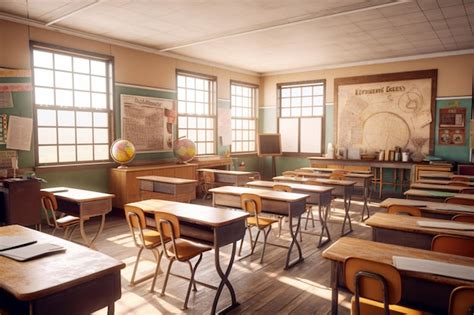 Premium Ai Image Empty Classroom With Colorful Atmosphere