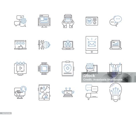 정보 관리 라인 아이콘 컬렉션입니다 데이터베이스 분석 조직 보안 검색 통합 아카이브 벡터 및 선형 그림 거버넌스 분류 처리 개요 표지판 세트 고급에 대한 스톡 벡터 아트 및