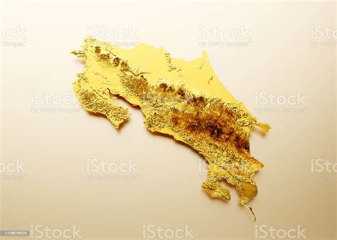 코스타리카 지도 흰색 배경 3d 그림에 황금 금속 색상 높이 지도 0명에 대한 스톡 사진 및 기타 이미지 0명 3차원 형태 국경일 Istock
