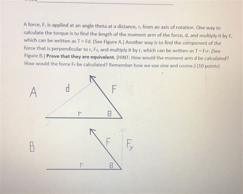 Solved A Force F Is Applied At An Angle Theta At A