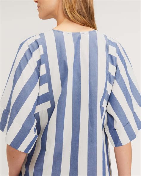 The Poplin Caftan Dress Mazarine Blue Bone Everlane