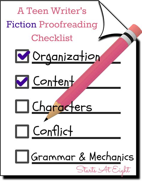A Teen Writers Fiction Proofreading Checklist Startsateight