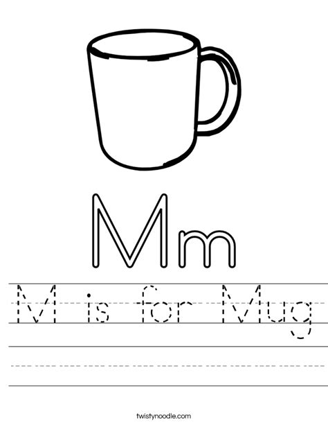 M Is For Mug Worksheet Twisty Noodle