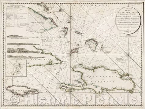 Historic Map A Chart Of The Windward Passage Between The Islands Of
