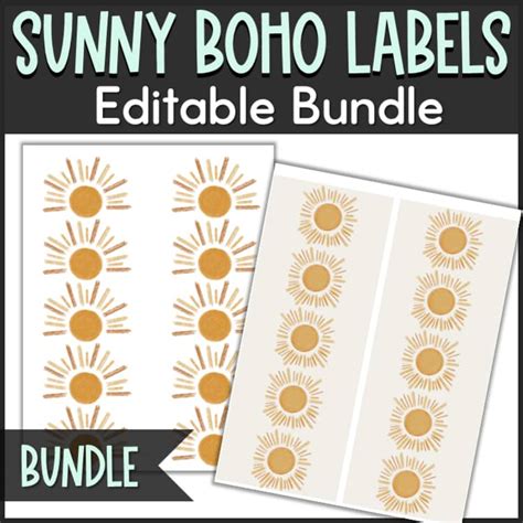 Boho Sun Classroom And Folder Label Set By Caff And Crayons Tpt