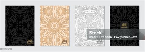 커버 디자인 세트 세로 템플릿 텍스트 장소 엠보싱 된 우아한 조명 배경 컬렉션 민족 3d 패턴 수제 기술 0명에 대한 스톡 벡터 아트 및 기타 이미지 Istock