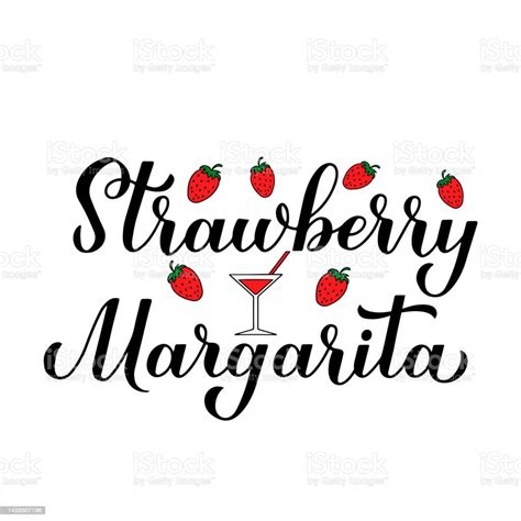 딸기 마가리타 서예 손 레터링 포스터 배너 스티커 셔츠 등을위한 벡터 템플릿 건강관리와 의술에 대한 스톡 벡터 아트 및 기타 이미지 건강관리와 의술 국가 관광명소