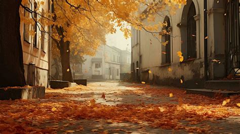 Ai Generated Autumn Leaves Fall Down From The Trees In The Style Of