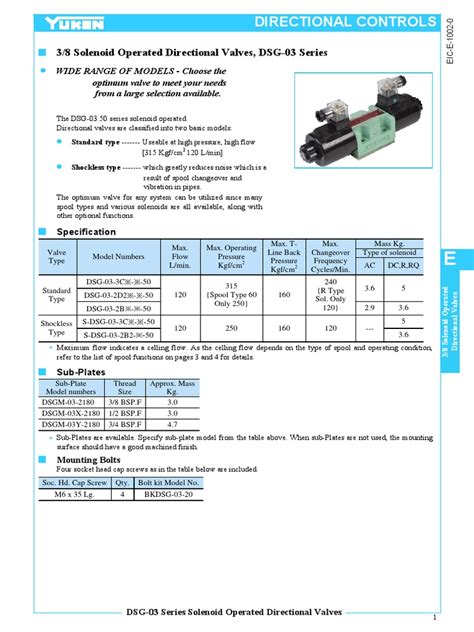 2 Latest Eic E 1002 0 Dsg 03 Series Solenoid Operated Directional Valves Pdf Valve