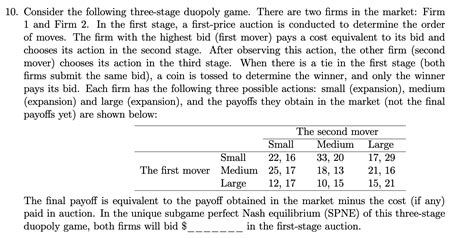 Solved 0 Consider The Following Three Stage Duopoly Game