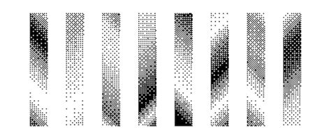 halftone slanted gradient border set pixelated long dotted separator or