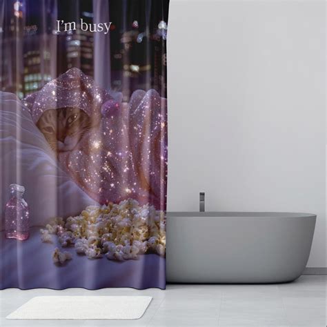Personalized Rich Cat Meme Shower Curtain Funny Bathroom Decor Etsy
