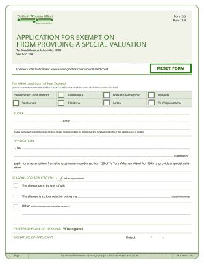 Fillable Online APPLICATION FOR EXEMPTION FROM PROVIDING A SPECIAL VALUATION Fax Email Print