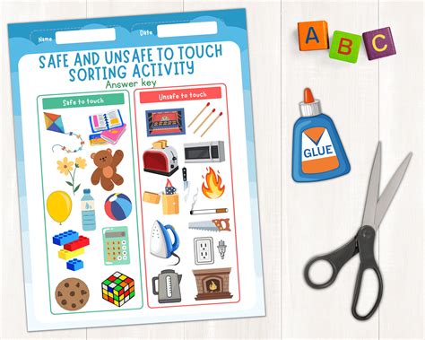 Safe And Unsafe To Touch Sorting Activity Cut And Paste Safe And