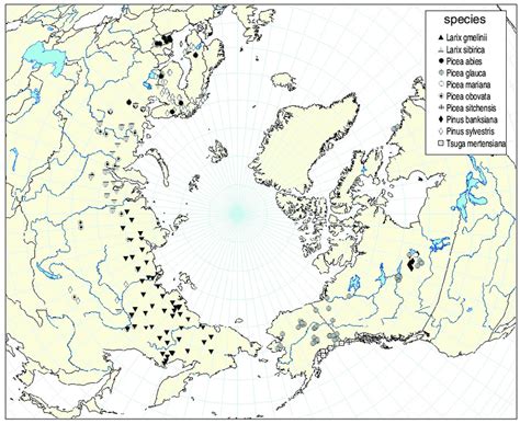 Map Of Tree Ring Locations Used In This Study Full Details Are Download Scientific Diagram