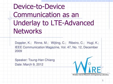 Ppt Device To Device Communication As An Underlay To Lte Advanced Networks Powerpoint