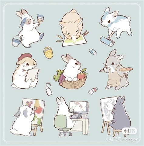Pinterest Милые рисунки Рисунки кроликов Иллюстрации кроликов