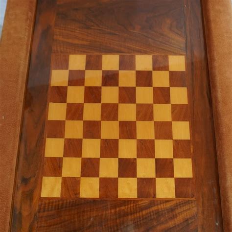 Vintage Suede Chess Backgammon Game Table