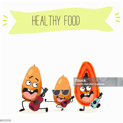 귀여운 파파야 피타하야 캐릭터 재미있는 과일 다양한 활동을 하는 캐릭터 평면 벡터 그림입니다 유기농 식품 건강 식품 어린이 메뉴