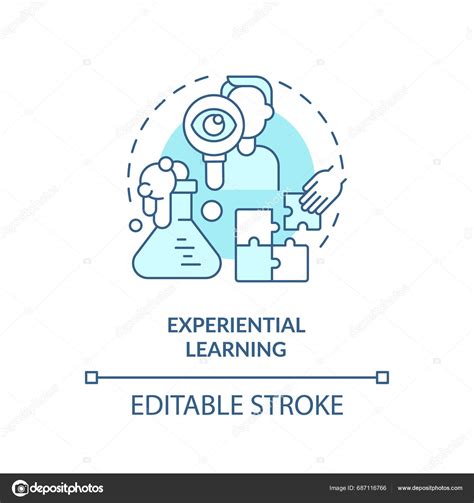 Editable Blue Experiential Learning Icon Simple Monochromatic Vector Learning Theories Stock