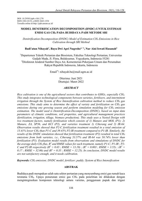 Pdf Denitrification Decomposition Dndc Model For Estimation Ch4