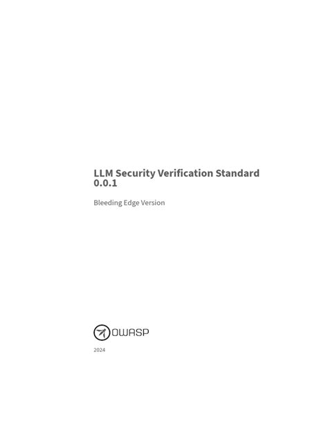Owasp Large Language Model Security Verification Standard 0 1 En Pdf Computer Security