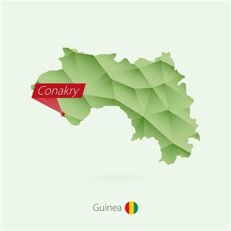 Green Gradient Low Poly Map Of Guinea With Capital Conakry 36478345