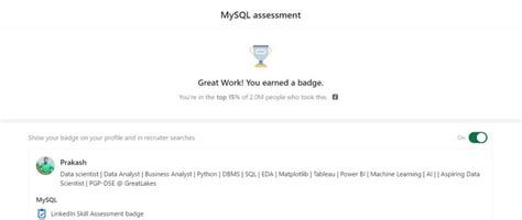 Prakash Mohan On Linkedin Mysql Linkedin Linkedinskillassessment Linkedingrowth