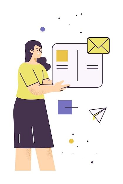 Premium Vector Woman Interacting With Graphic Interface Elements